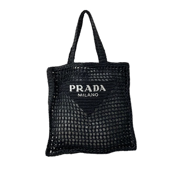 Prada | Bags | Prada Raffia Tote Bag Black | Poshmark